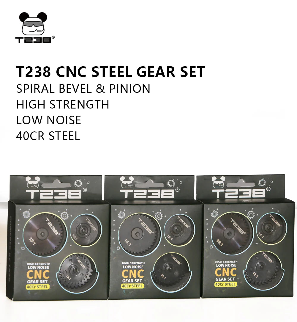 T238 AEG Spiral Gear Set Pro Edition 13 16 18 – DMZ Paintball & Airsoft