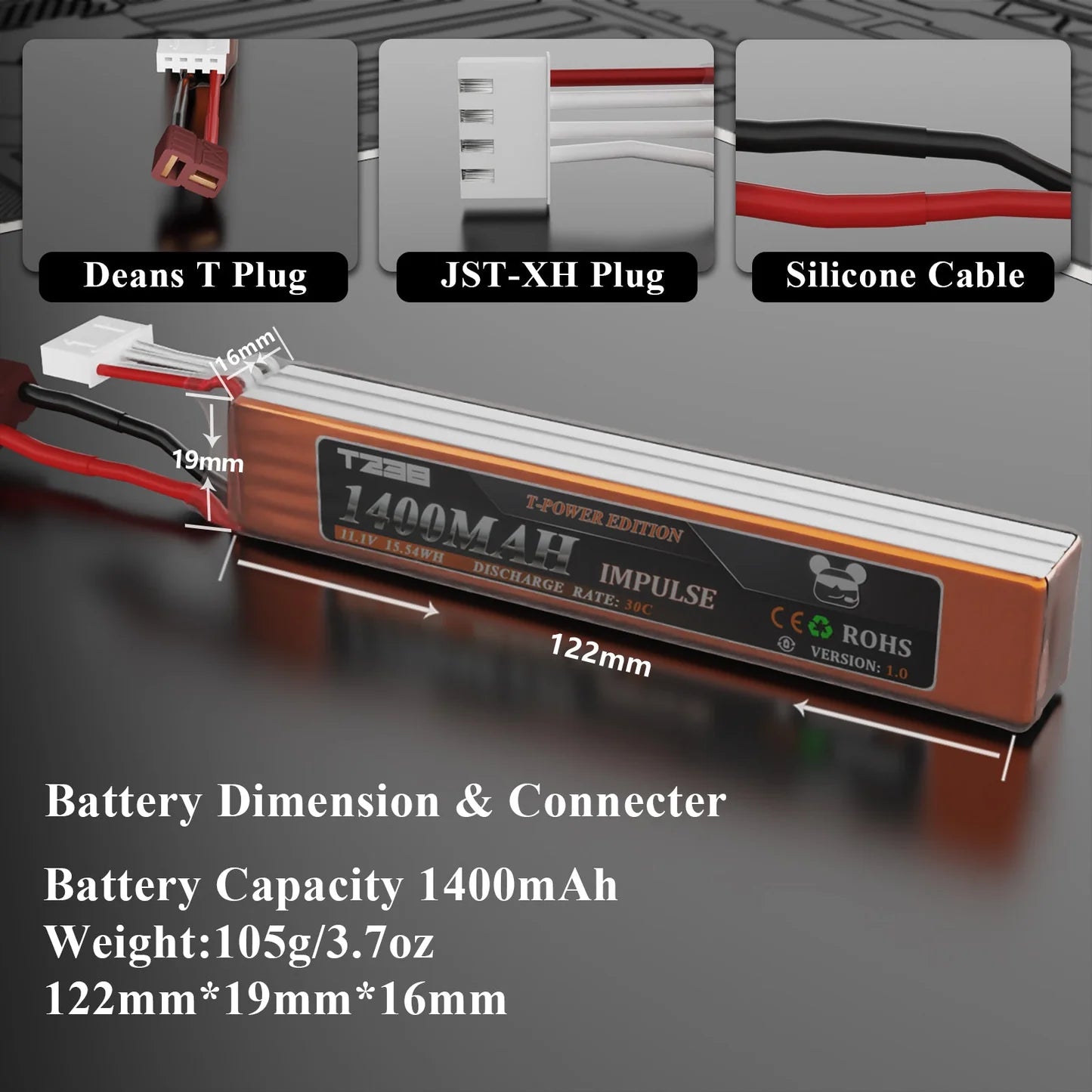 T238 Ultra Performance Airsoft lipo Battery DEANS 1400mah stick – DMZ ...